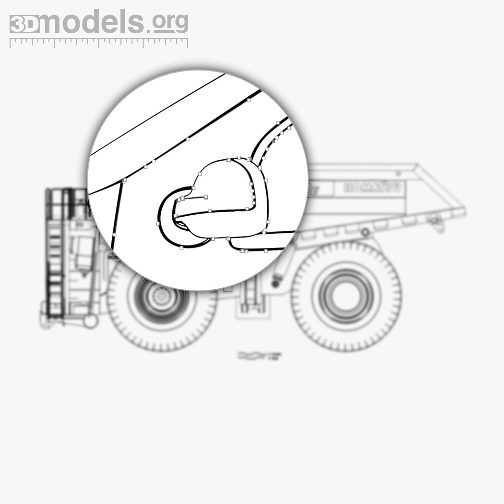 Komatsu 830E Dump Truck 2023 Vector Blueprint - 3DModels.org
