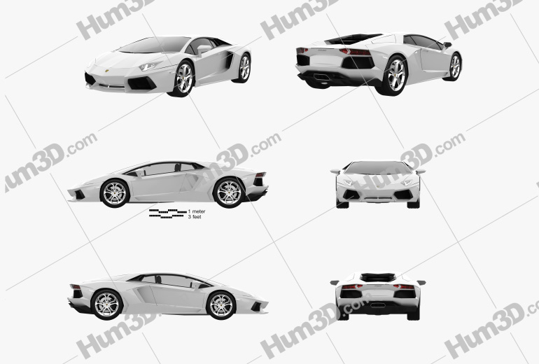 Lamborghini Aventador 2014 Blueprint Template - 3DModels.org