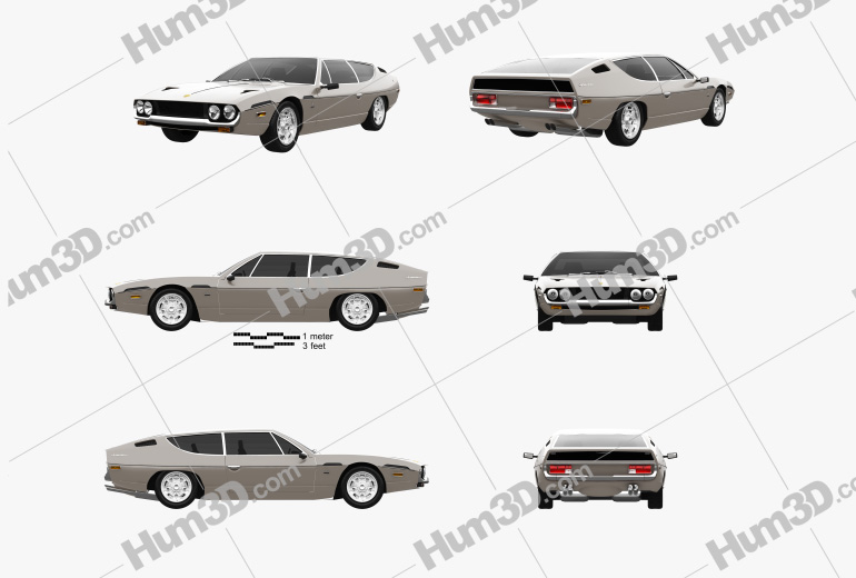 Lamborghini Espada 1968-1978 Blueprint Template - 3DModels.org