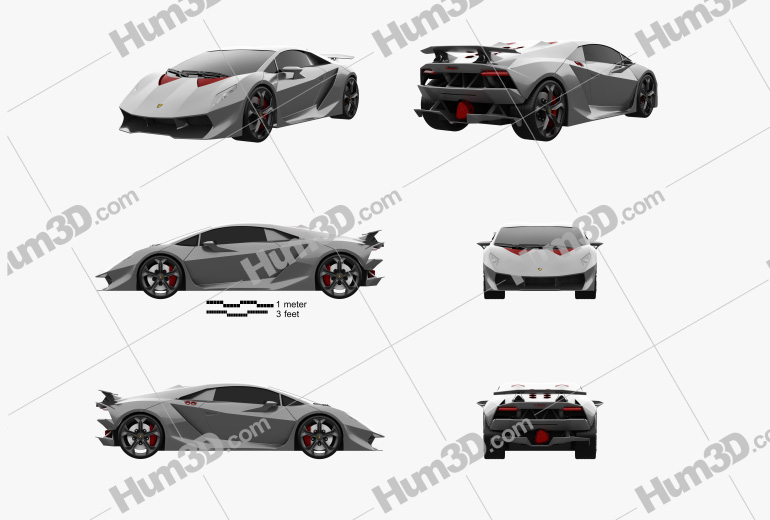 Lamborghini Sesto Elemento 2014 Blueprint Template - 3DModels.org