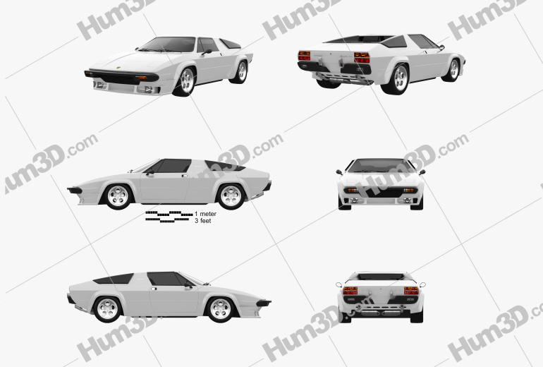 Lamborghini Silhouette P300 1976 Blueprint Template - 3DModels.org
