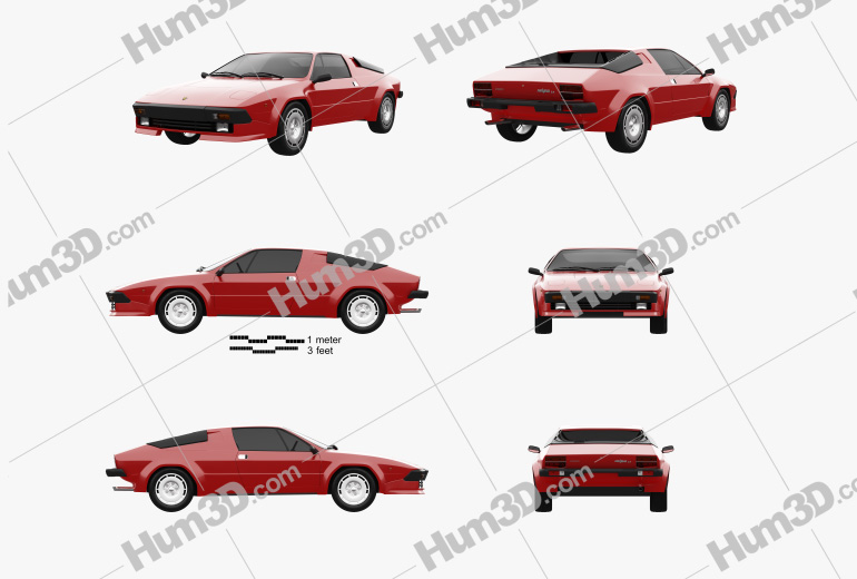 Lamborghini Jalpa P350 1984 Blueprint Template - 3DModels.org