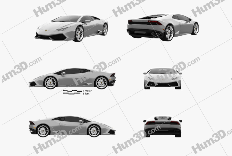 Lamborghini Huracan 2017 Blueprint Template - 3DModels.org