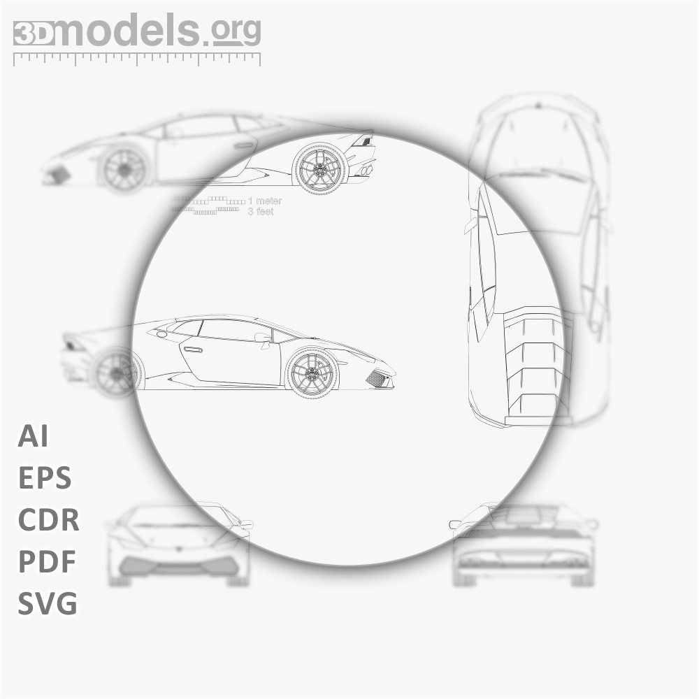 Lamborghini Huracan 2017 Vector Blueprint - 3DModels.org