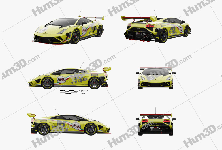 Lamborghini Gallardo LP 570-4 Super Trofeo 2016 Blueprint Template ...