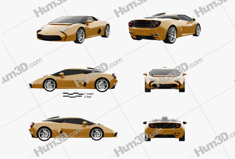 Lamborghini 5-95 Zagato 2014 Blueprint Template - 3DModels.org