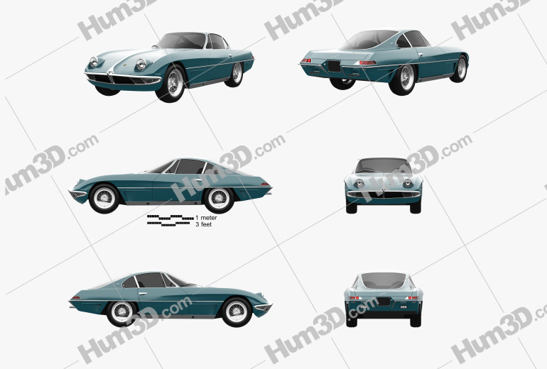 Lamborghini 350 GTV 1963 Blueprint Template - 3DModels.org