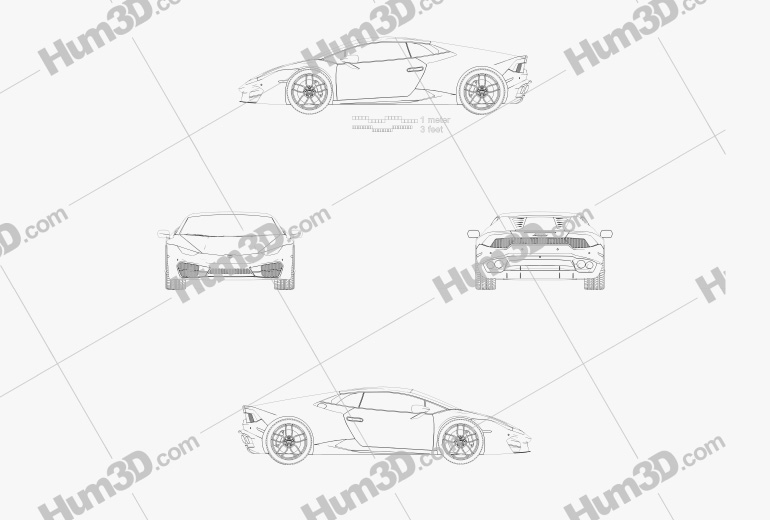 Lamborghini Huracan LP 580-2 2018 Blueprint - 3DModels.org