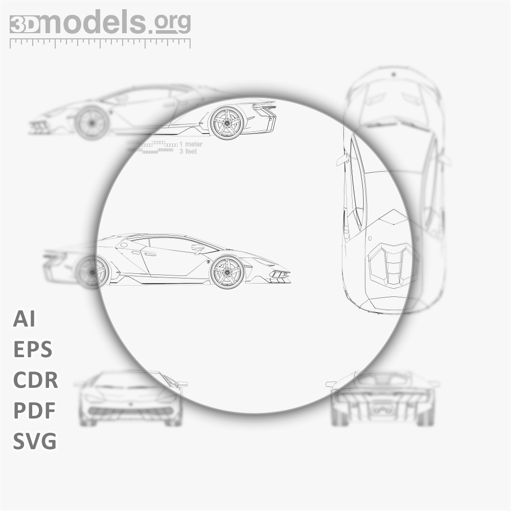 Lamborghini Centenario 2020 Vector Blueprint - 3DModels.org