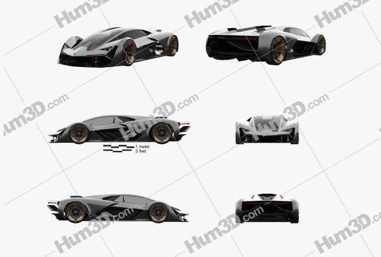 Lamborghini Terzo Millennio 2017 Blueprint Template - 3DModels.org