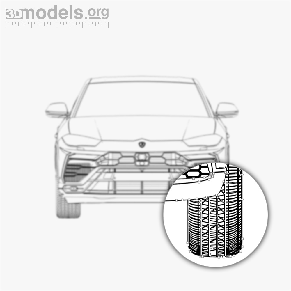 Lamborghini Urus 2020 Vector Blueprint - 3DModels.org