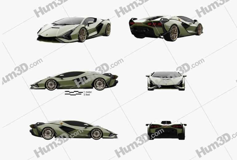 Lamborghini Sian 2022 Blueprint Template - 3DModels.org