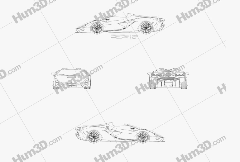 Lamborghini Sian Roadster 2022 Blueprint - 3DModels.org
