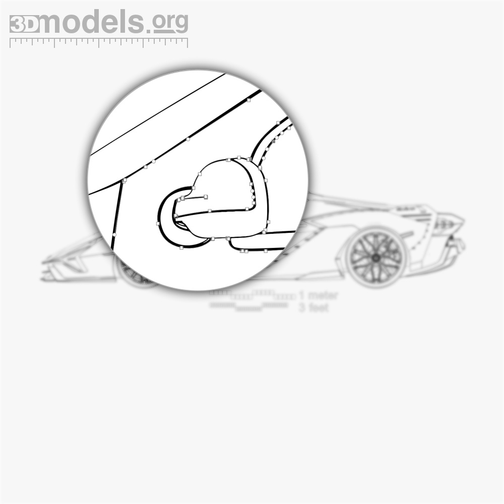 Lamborghini Sian Roadster 2023 Vector Blueprint - 3DModels.org