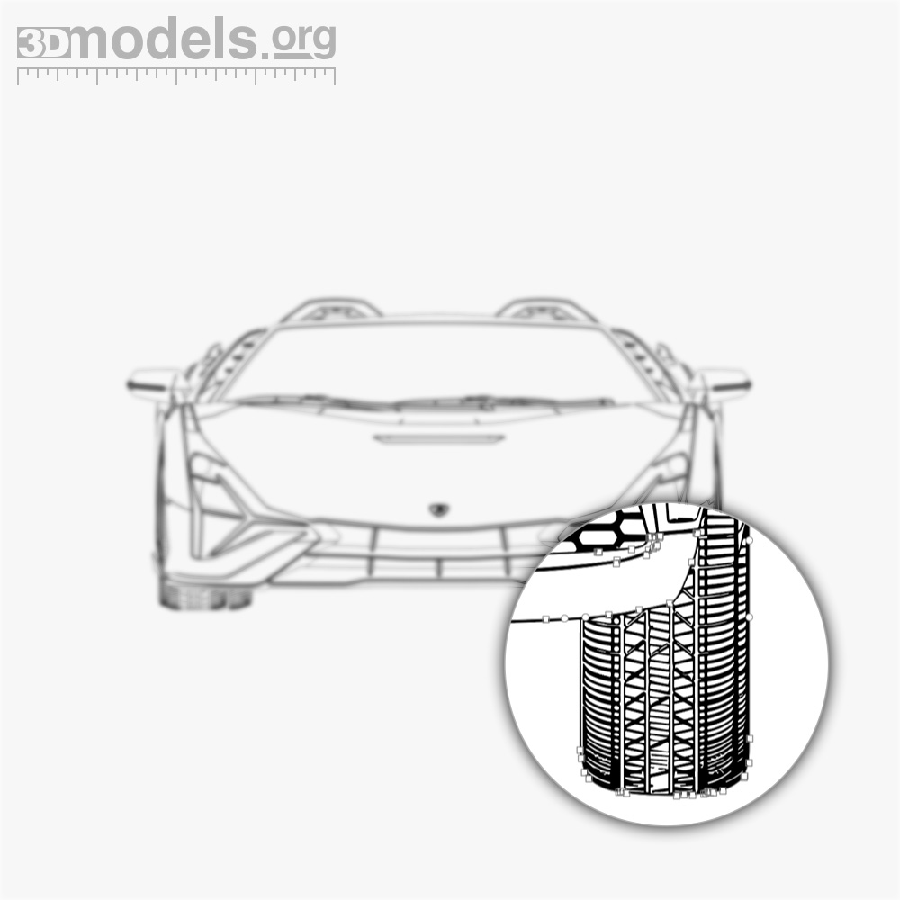 Lamborghini Sian Roadster 2023 Vector Blueprint - 3DModels.org