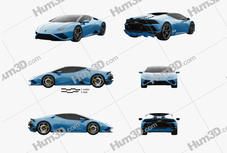 Lamborghini Huracan EVO RWD Spyder 2021 Blueprint Template - 3DModels.org