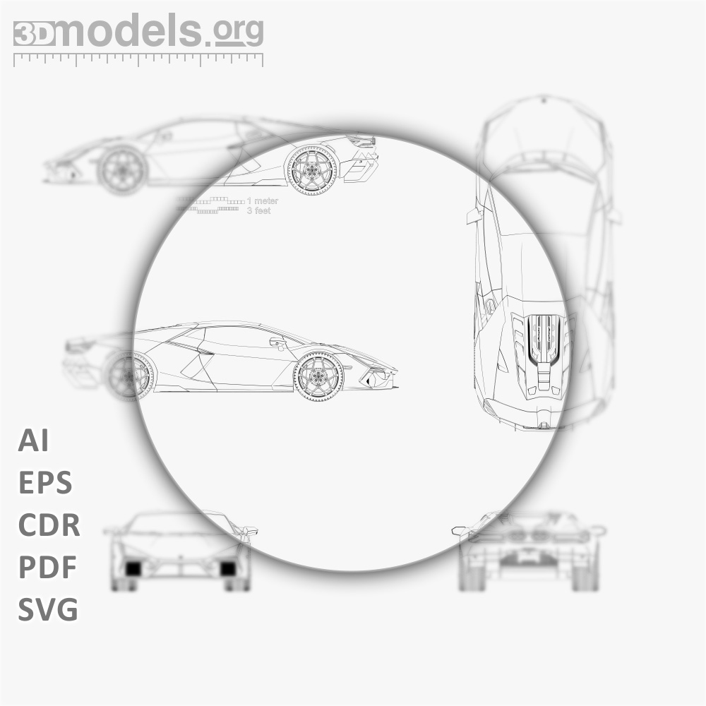Lamborghini Revuelto 2025 Vector Blueprint - 3DModels.org