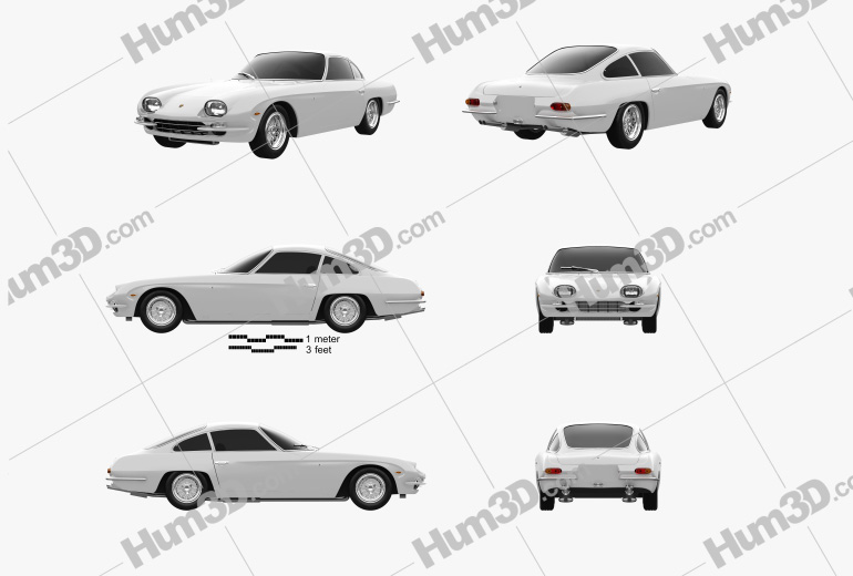 Lamborghini 350 GT 1966 Blueprint Template - 3DModels.org