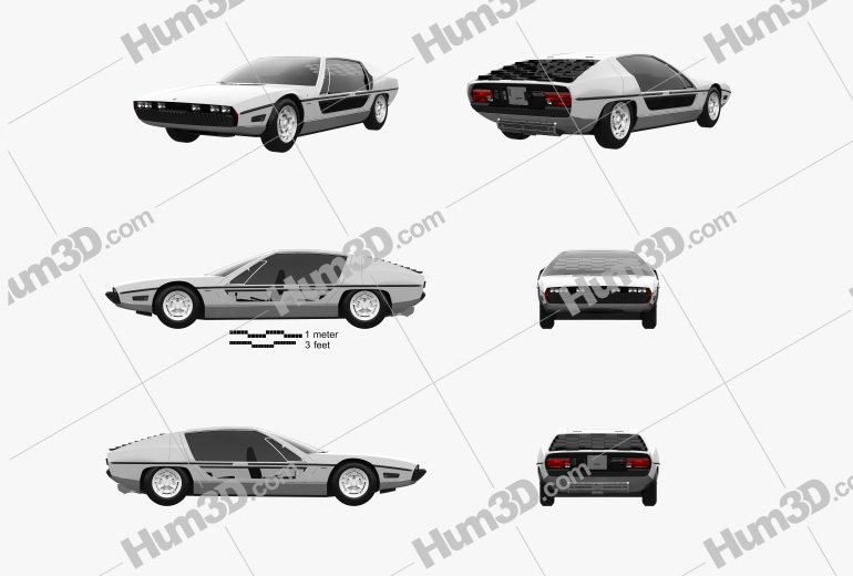 Lamborghini Marzal 1967 Blueprint Template - 3DModels.org