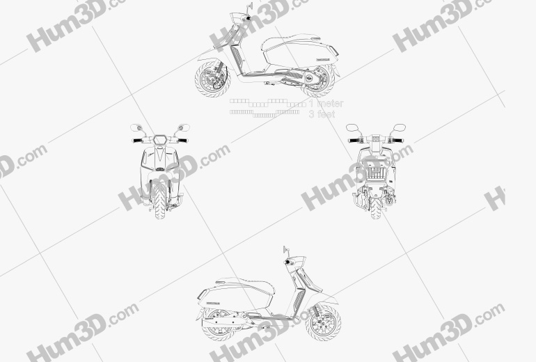 Lambretta X300 2023 Blueprint - 3DModels.org
