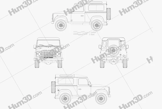 Land Rover blueprints Download in PNG - 3DModels.org