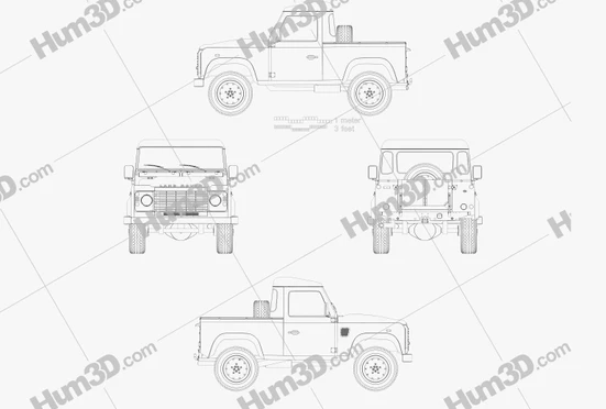 Land Rover blueprints Download in PNG - 3DModels.org