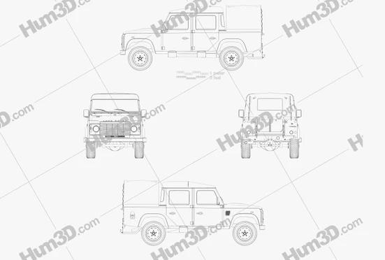 Land Rover blueprints Download in PNG - 3DModels.org
