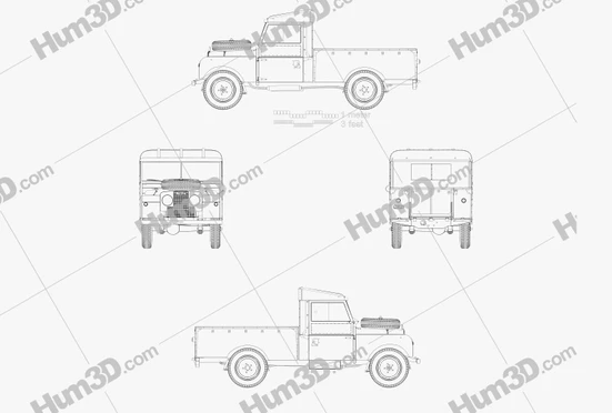 Land Rover blueprints Download in PNG - 3DModels.org