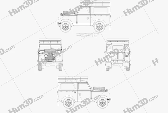 Land Rover blueprints Download in PNG - 3DModels.org