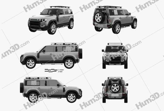 Land Rover blueprints Download in PNG - 3DModels.org