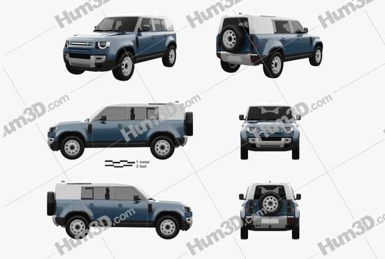 Land Rover Defender blueprints Download in PNG - 3DModels.org