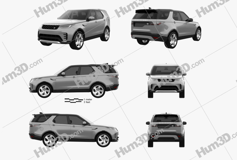 Land Rover Discovery P360 R-Dynamic 2022 Blueprint Template - 3DModels.org