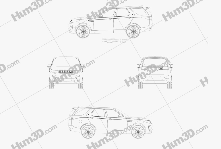 Land Rover Discovery P360 R-Dynamic 2022 Blueprint - 3DModels.org