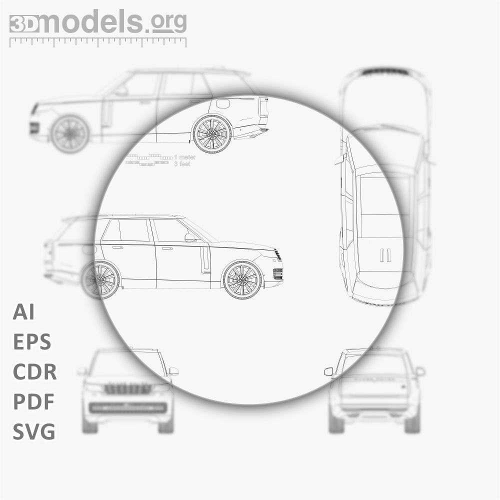 Land Rover Range Rover P510e 2025 Vector Blueprint - 3DModels.org