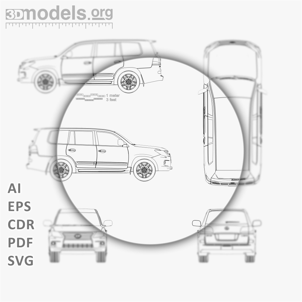 Lexus LX 2015 Vector Blueprint - 3DModels.org