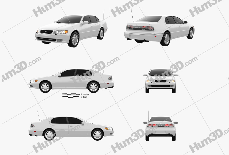 Lexus GS (S140) 1997 Blueprint Template - 3DModels.org