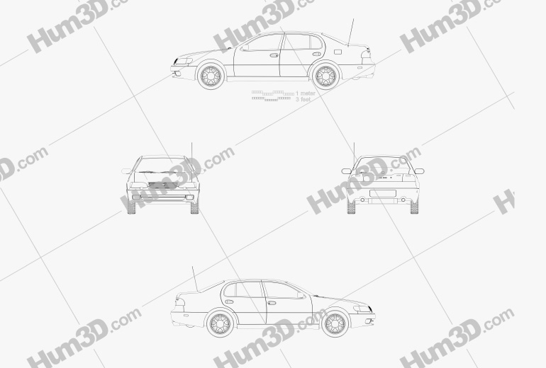Lexus GS (S140) 1996 Plan - 3DModels.org