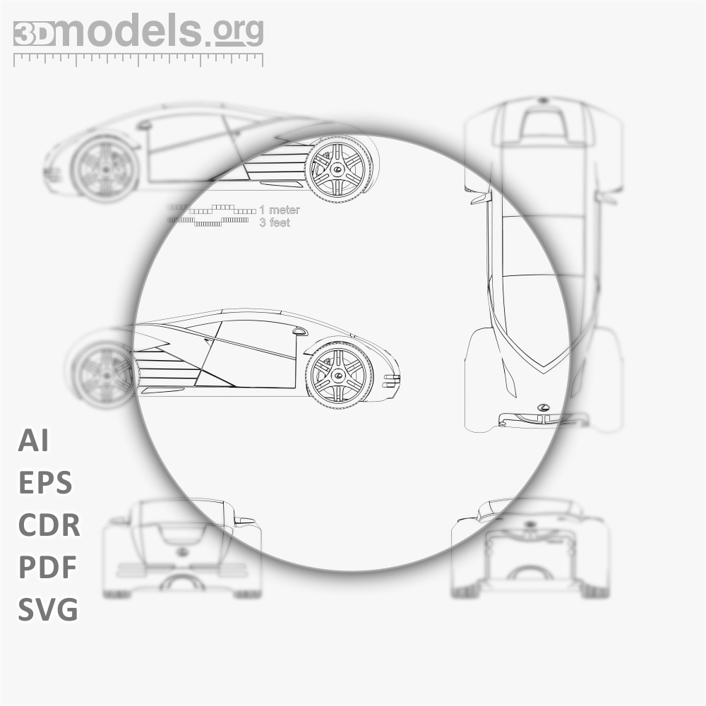 Lexus 2054 2002 Vector Blueprint - 3DModels.org