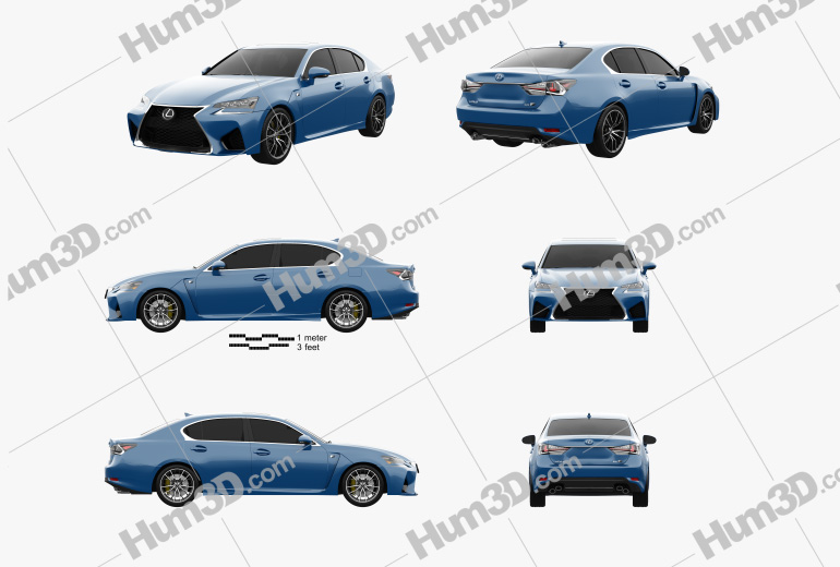Lexus GS F 2018 Blueprint Template - 3DModels.org