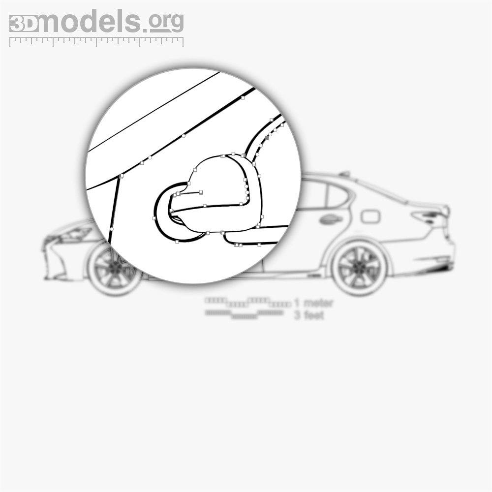Lexus GS hybrid 2018 Vector Blueprint - 3DModels.org