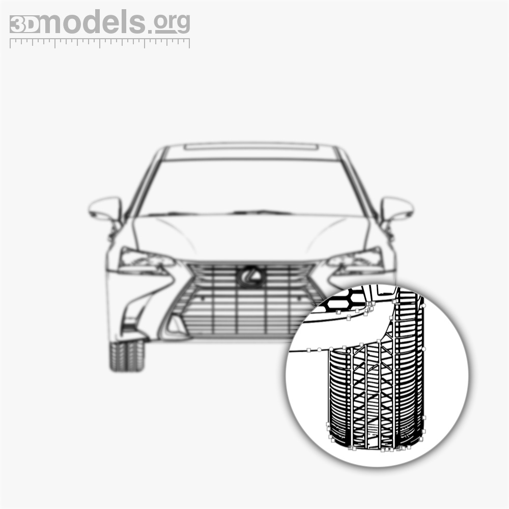 Lexus GS hybrid 2018 Vector Blueprint - 3DModels.org