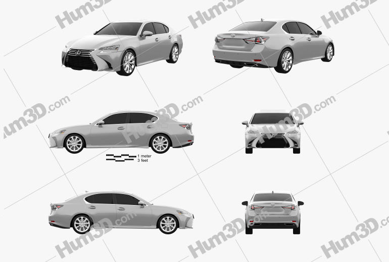 Lexus GS 350 2018 Blueprint Template - 3DModels.org
