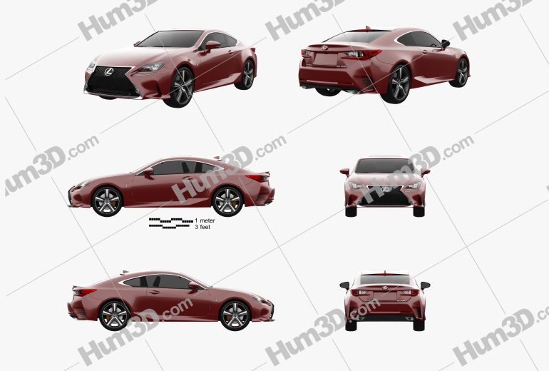 Lexus RC 200t 2019 Blueprint Template - 3DModels.org