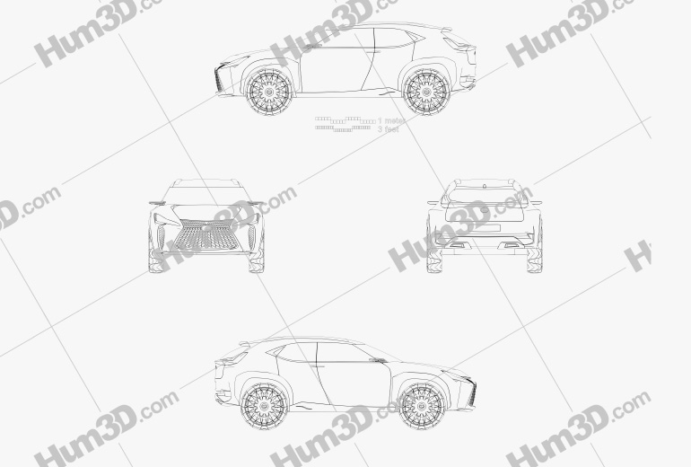 Lexus UX Concept 2017 Blueprint - 3DModels.org