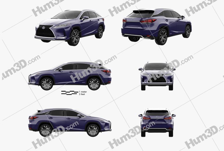 Lexus RX hybrid Executive 2022 Blueprint Template - 3DModels.org