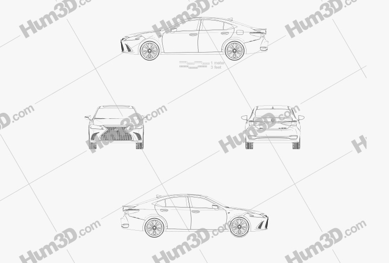 Lexus ES 2022 Blueprint - 3DModels.org