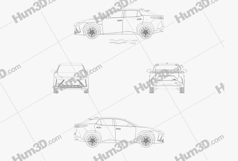 Lexus RZ 450e 2023 Blueprint - 3DModels.org