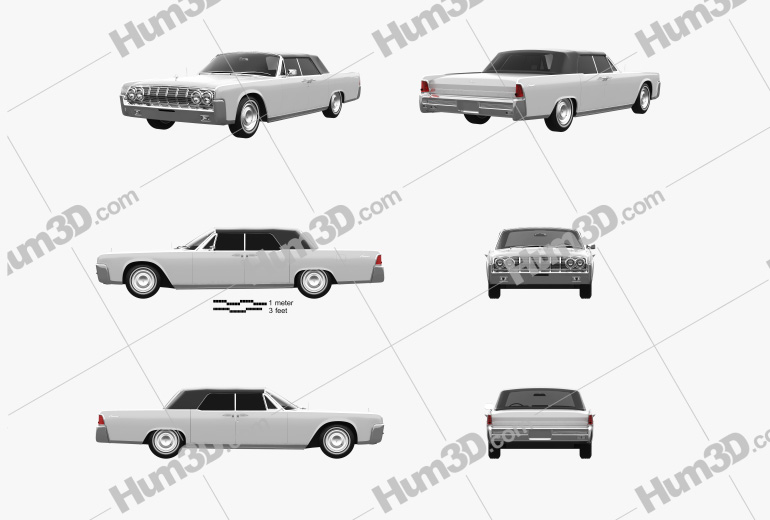 Lincoln Continental convertible 1964 Blueprint Template - 3DModels.org