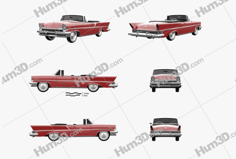 Lincoln Premiere convertible 1957 Blueprint Template - 3DModels.org