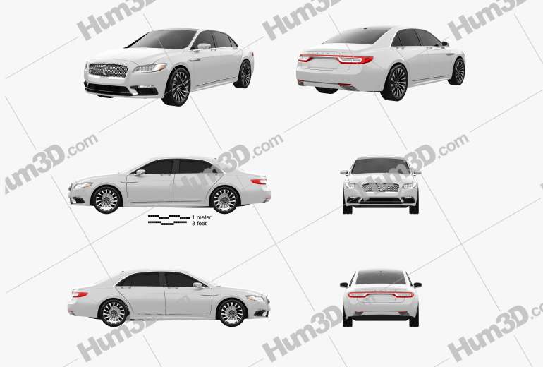 Lincoln Continental 2020 Blueprint Template - 3DModels.org